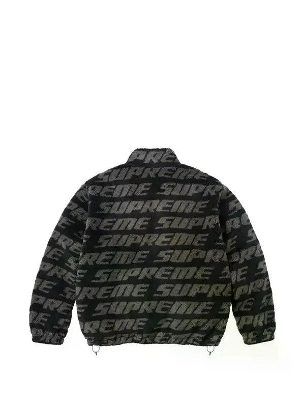 Supreme Logo-jacquard Fleece Jacket - Black