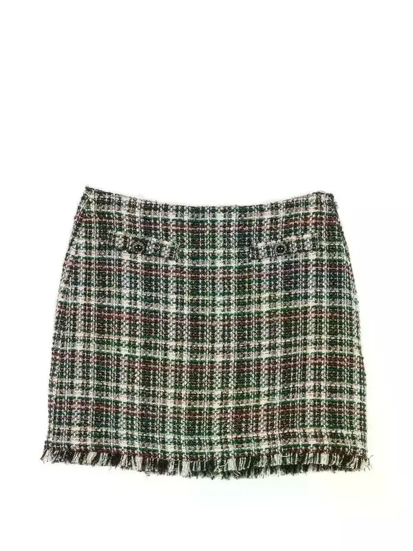 TWINSET Check-pattern Frayed-edge Short Skirt