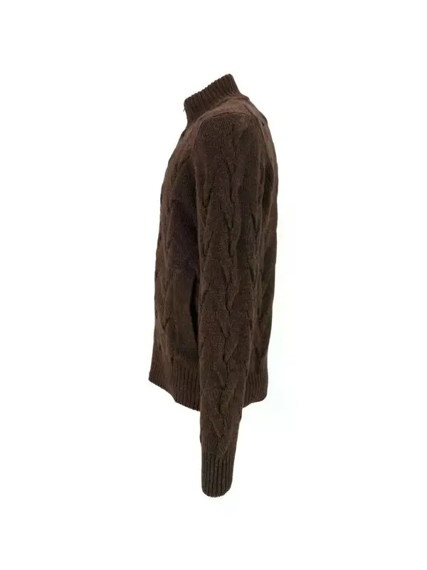 FILIPPO DE LAURENTIIS Cable-knit Zip-up Cardigan - Brown