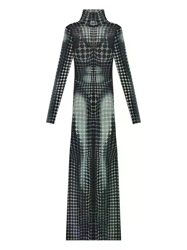 JEAN PAUL GAULTIER High-neck Dots-print Maxi Dress