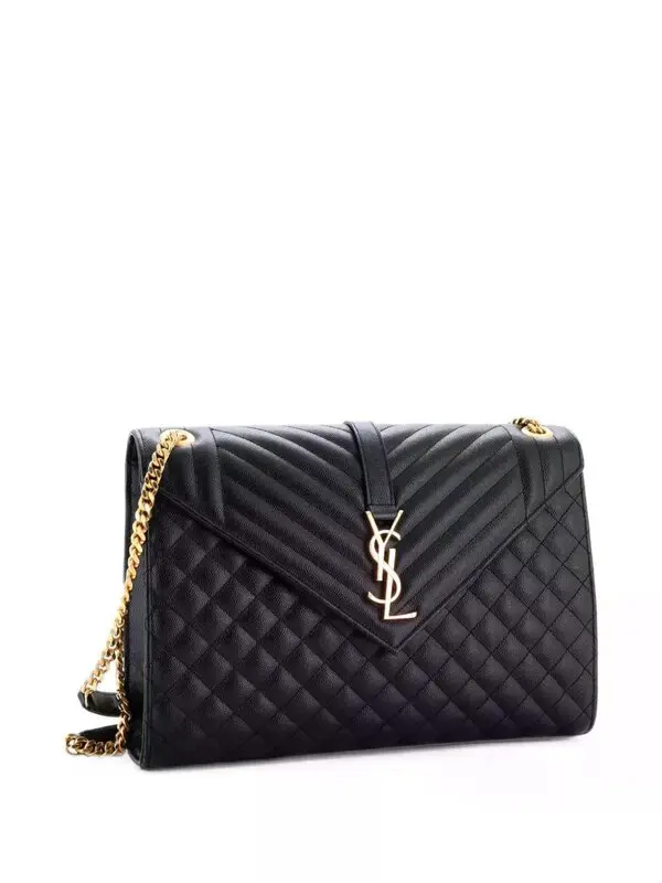 Saint Laurent Classic Monogram Envelope Satchel Mixed Matelasse Leather Large Shoulder Bag