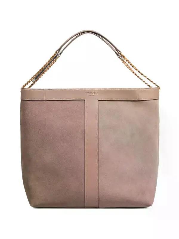 TWINSET Suede-panelled Shoulder Bag - Neutrals