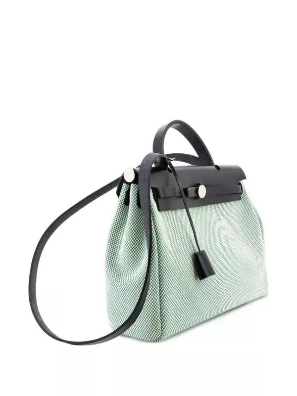 Hermès Herbag Zip Criss Viking Toile And Leather 31 Shoulder Bag - Green