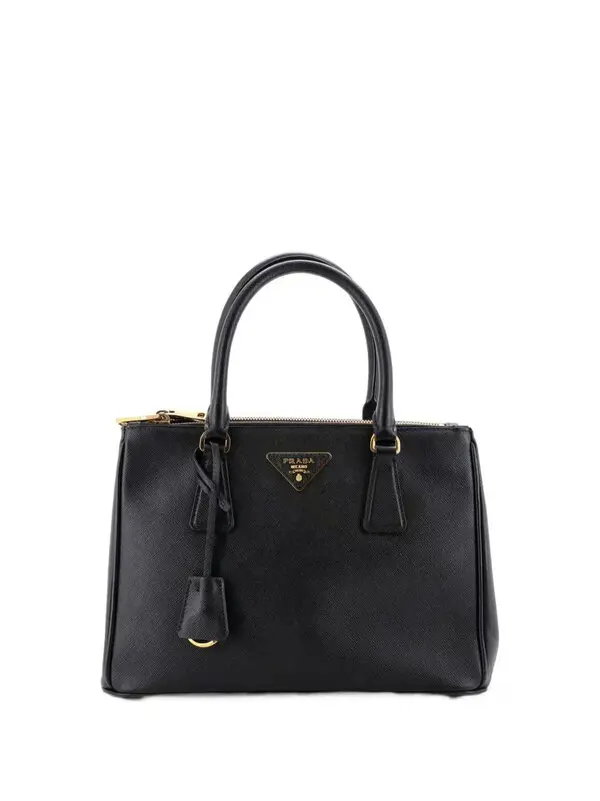 Prada Galleria Double Zip Saffiano Leather Small Tote Bag - Black