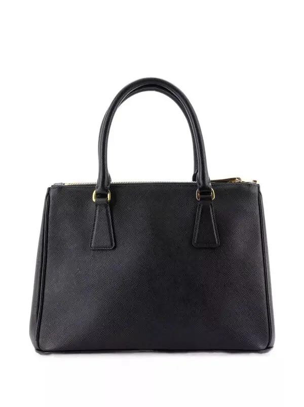 Prada Galleria Double Zip Saffiano Leather Small Tote Bag - Black