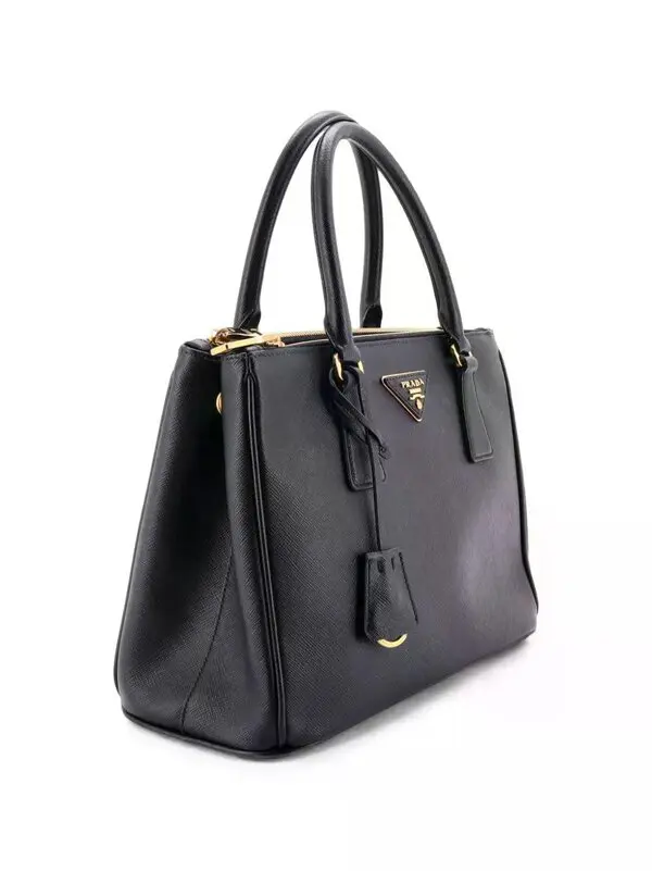 Prada Galleria Double Zip Saffiano Leather Small Tote Bag - Black