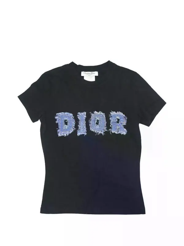 Dior 2003 Logo-print Denim-patch T-shirt
