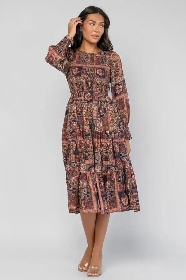 XH TEXTILES Nikki Smocked Midi Dress