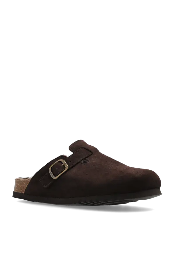 DR. SCHOLL'S SHOES Leather Slides ‘fae New F - Brown