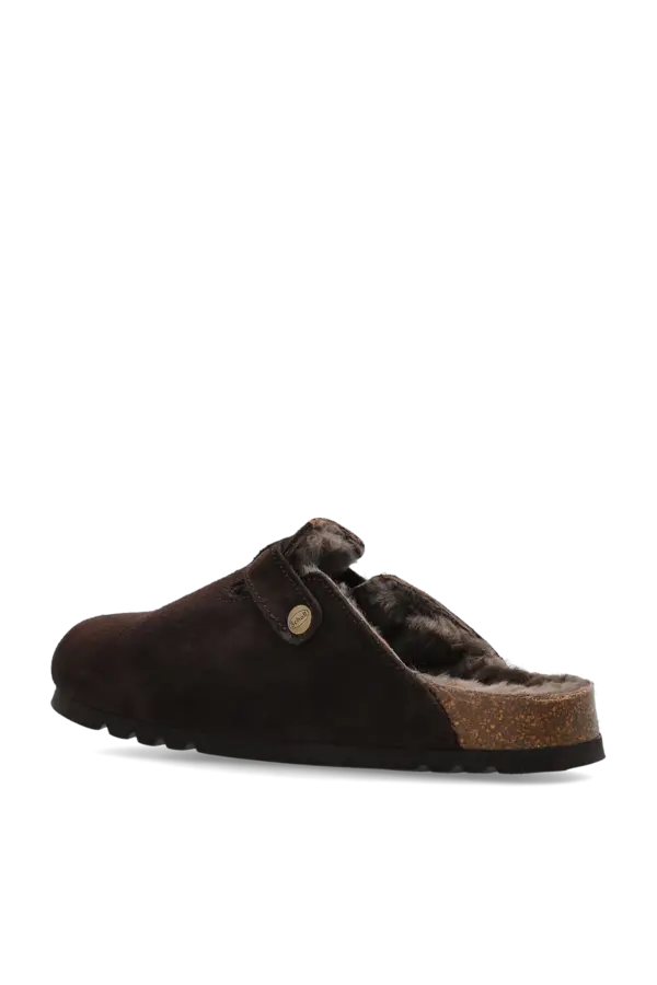DR. SCHOLL'S SHOES Leather Slides ‘fae New F - Brown