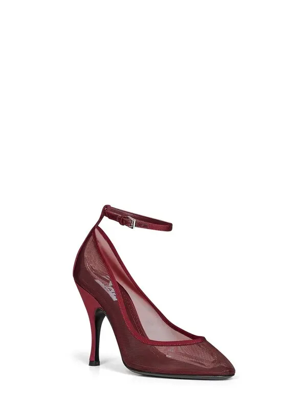 Alaïa Burgundy Mesh Strappy Pumps
