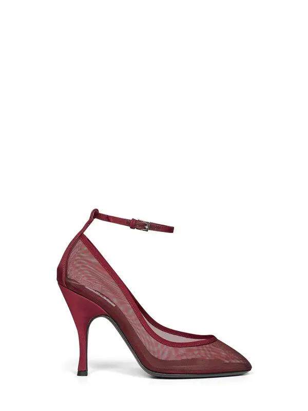 Alaïa Burgundy Mesh Strappy Pumps - Multicolor