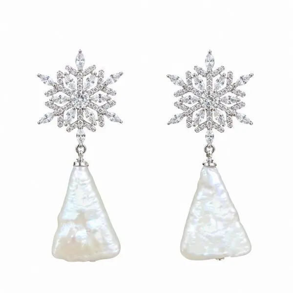 NINEMOO Fleur De Givre Pearl Drop Earrings