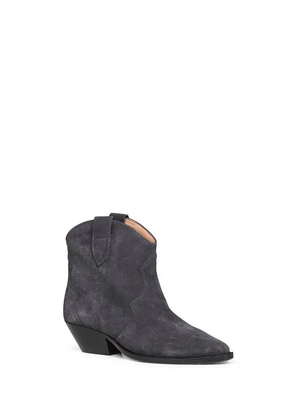 Isabel Marant Étoile Washed Black Suede Dewina Western Ankle Boots
