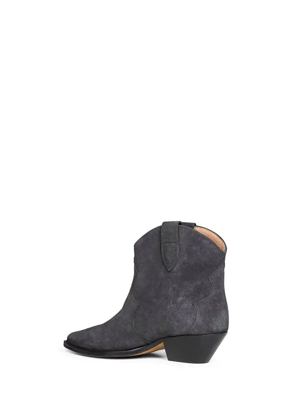 Isabel Marant Étoile Washed Black Suede Dewina Western Ankle Boots