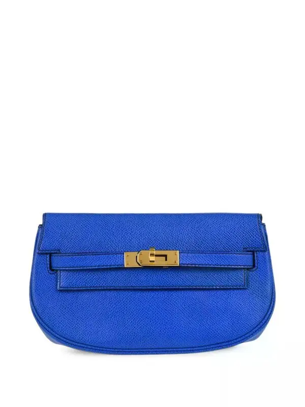 Hermès Kelly Courchevel Leather Clutch Bag - Blue