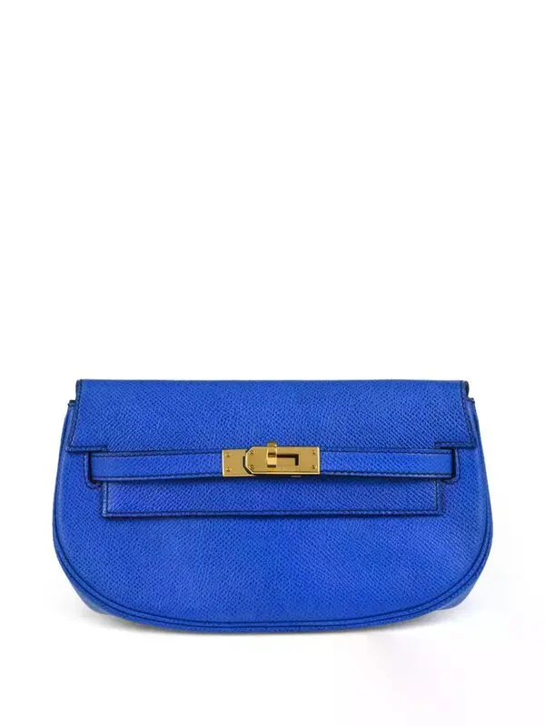 Hermès Kelly Courchevel Leather Clutch Bag - Blue