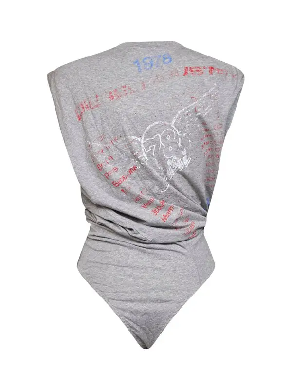 DIESEL® Grey Cotton Jersey T-noby Printed Bodysuit