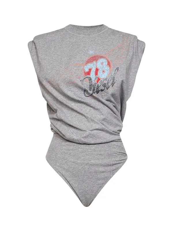 DIESEL® Grey Cotton Jersey T-noby Printed Bodysuit - Multicolor