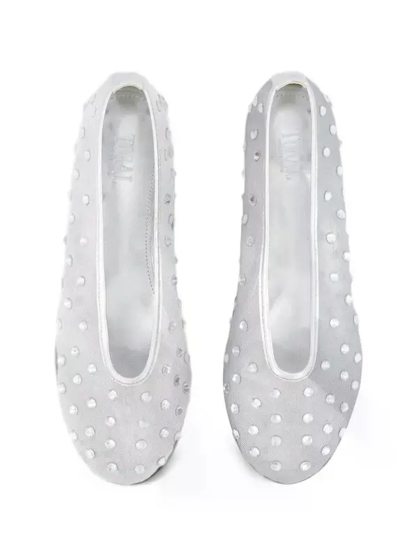 TORAL SHOES Crystal-embellished Mesh Ballet Flats