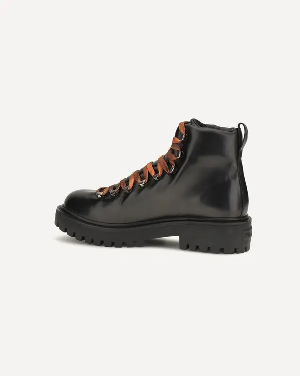 Prada Leather Lace-up Ankle Boots