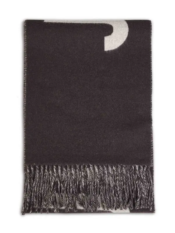 Jacquemus Brown Wool The Fringe Logo Scarf