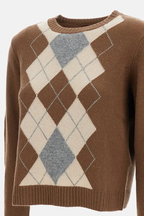 Max Mara Maglia In Lana E Cashmere Con Motivo Argyle