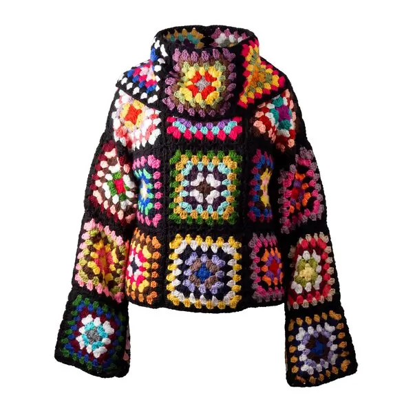 ANA CHIC Rainbow Granny Square Handmade Crochet Jumper