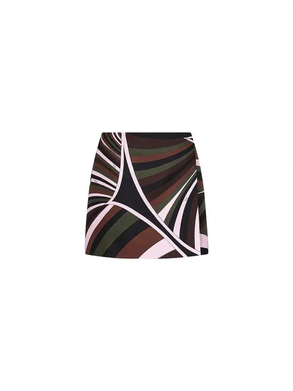 Emilio Pucci Khaki And Pink Iride-print Crêpe De Chine Mini Skirt - Multicolor