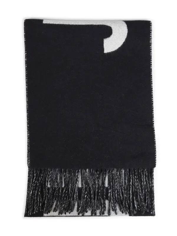Jacquemus Black Wool The Fringe Logo Scarf - Multicolor