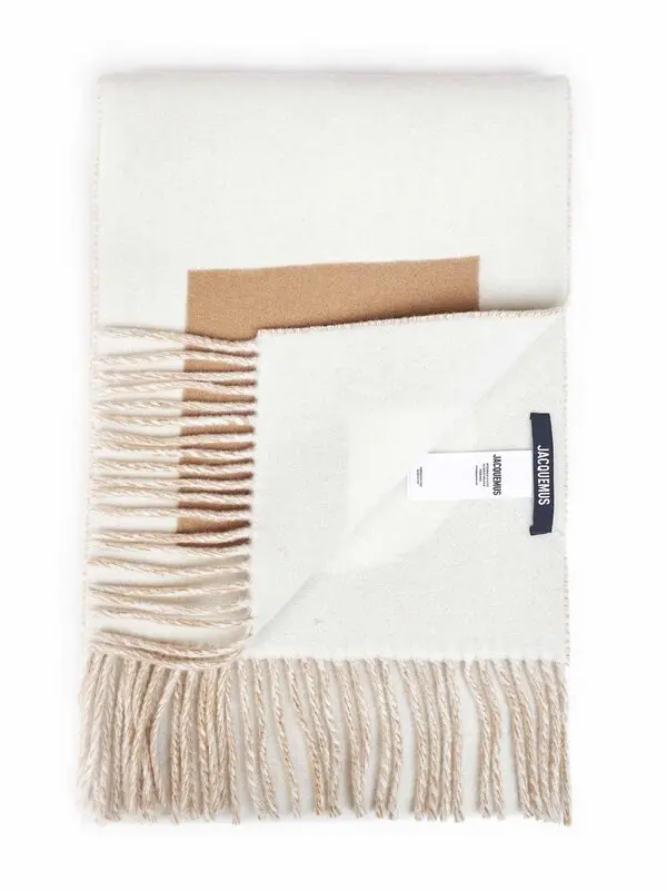 Jacquemus Beige Wool The Rond Carré Jacquard Logo Scarf