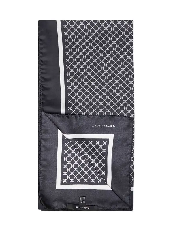 Tagliatore Black Silk Twill Scarf With Logo Pattern - Multicolor