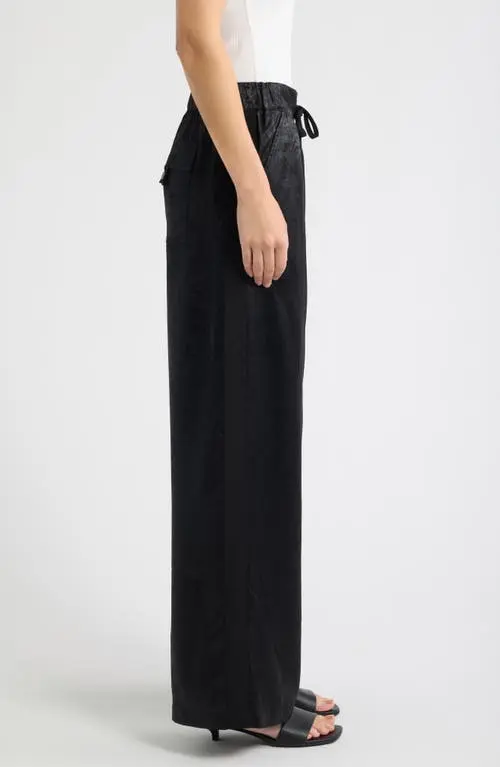 CITY BLUES Tie Waist Metallic Tuxedo Track Pants