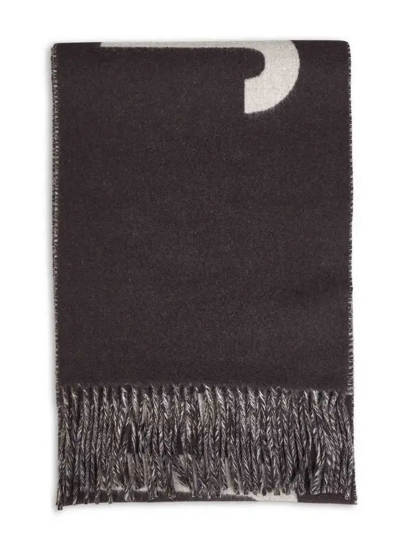 Jacquemus Brown Wool The Fringe Logo Scarf - Multicolor