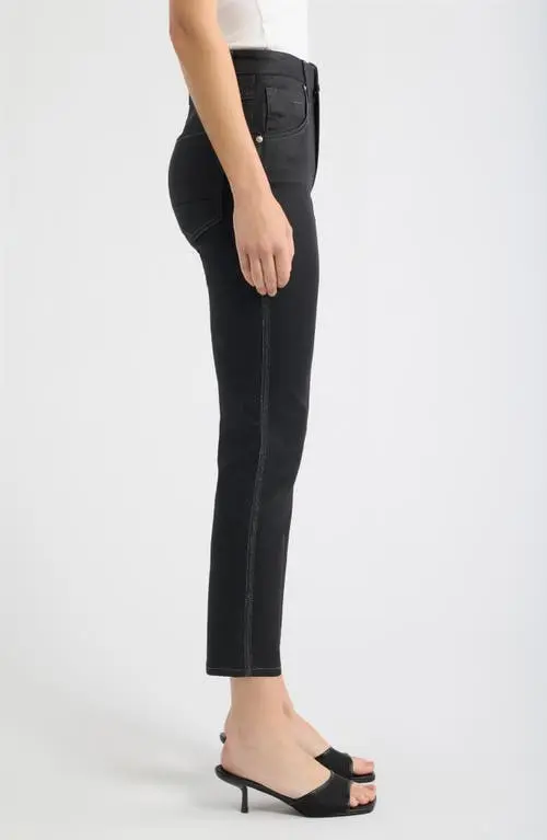 CITY BLUES Coated Ankle Slim Straight Leg Jeans