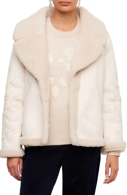 Karen Kane Embroidered Faux Suede & Faux Shearling Coat