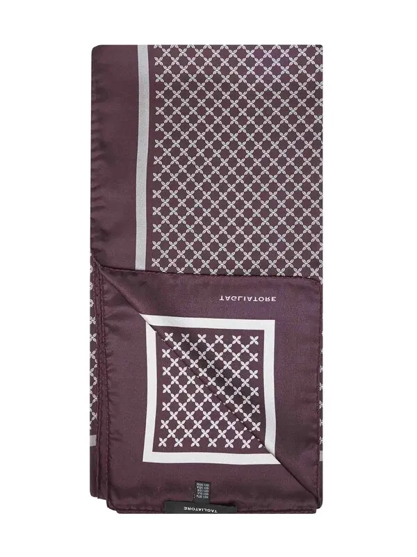 Tagliatore Burgundy Silk Twill Scarf With Logo Pattern - Multicolor