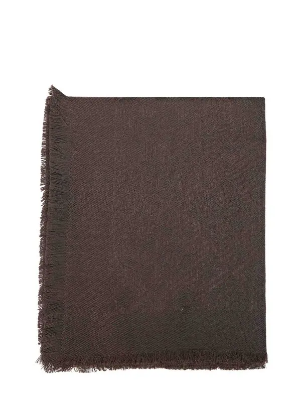 Tagliatore Dark Brown Jacquard Wool Scarf With All-over Logo Pattern