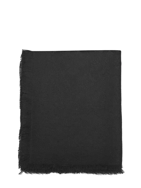 Tagliatore Black Jacquard Wool Scarf With All-over Logo Pattern