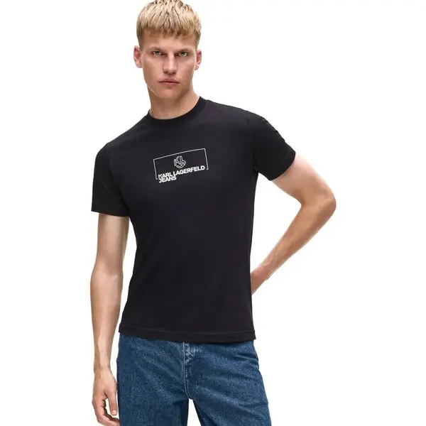 Karl Lagerfeld Slim-fit Outline Logo T-shirt - Black