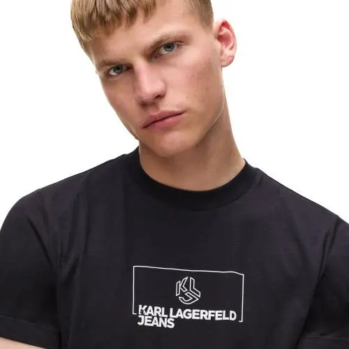 Karl Lagerfeld Slim-fit Outline Logo T-shirt - Black