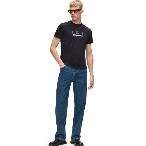 Karl Lagerfeld Slim-fit Outline Logo T-shirt - Black