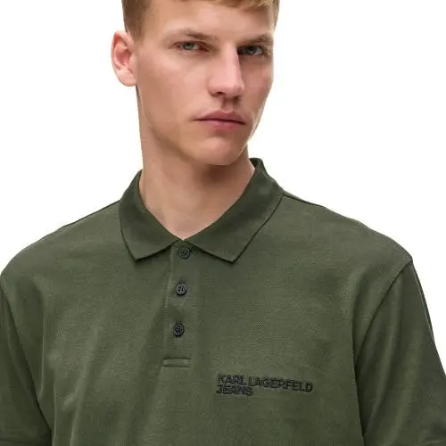 Karl Lagerfeld Pique Polo Shirt - Forest Night
