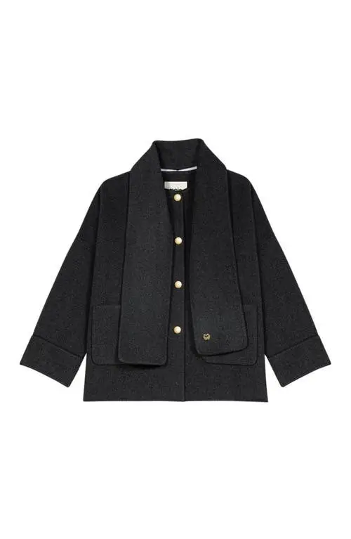 Maje Coat With Removable Scarf