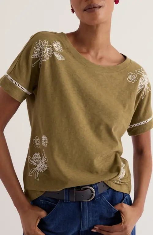 SEASALT CORNWALL Stem Vase Embroidered Organic Cotton T-shirt