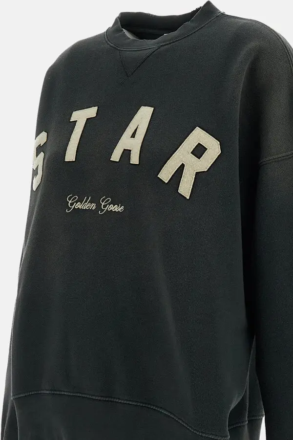 GOLDEN GOOSE Felpa Girocollo Boxi Star In Cotone - Nero