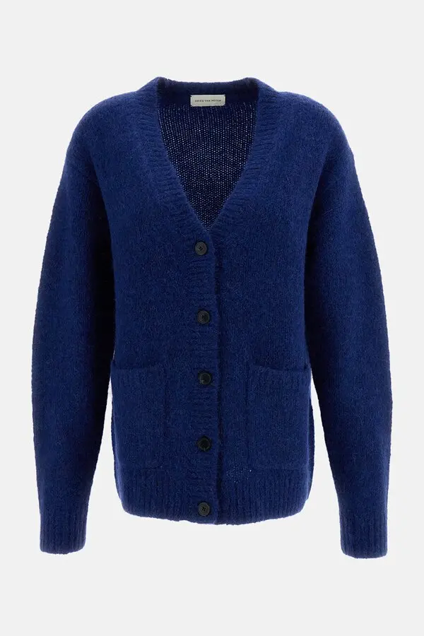 Dries Van Noten Cardigan Tokas In Misto Alpaca E Lana Merino - Blu