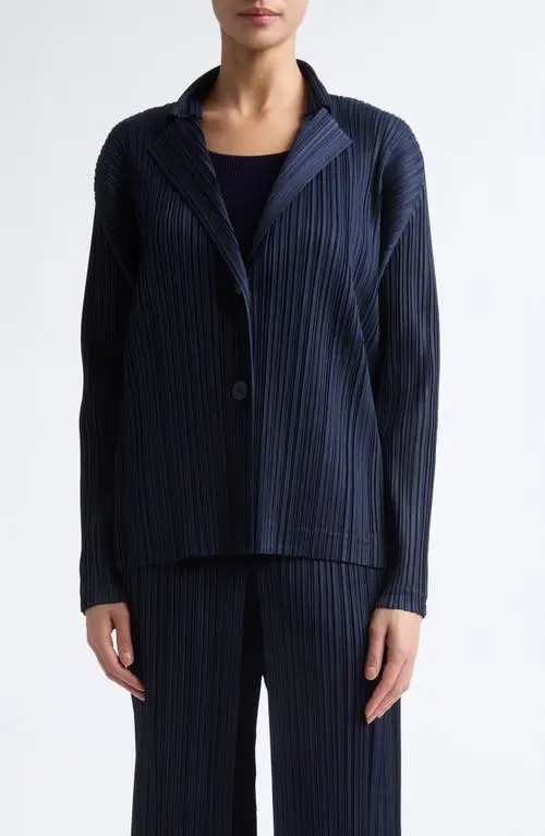 Issey Miyake Pleated Blazer - Navy