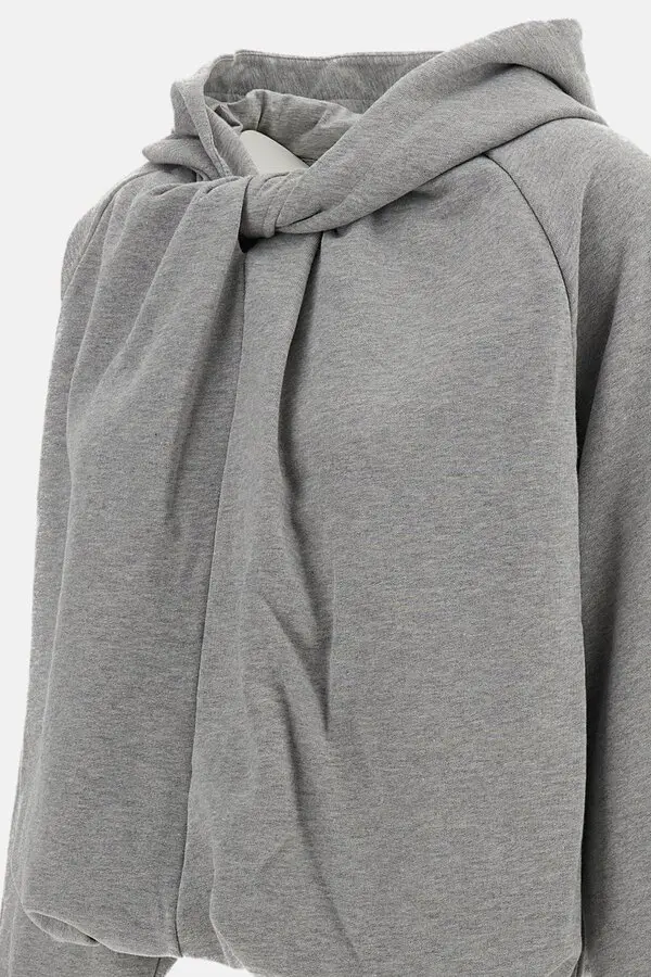 Dries Van Noten Felpa Con Cappuccio In Jersey Di Cotone - Grigio