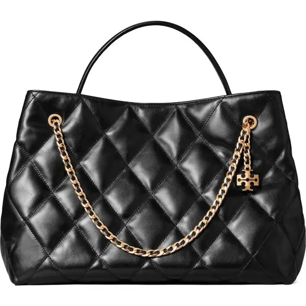 Tory Burch Fleming Carryall Leather Tote - Black
